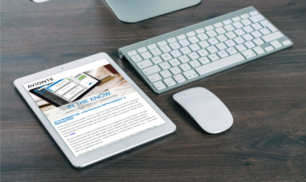 Avionté "In the Know" Product Updates: March 2018